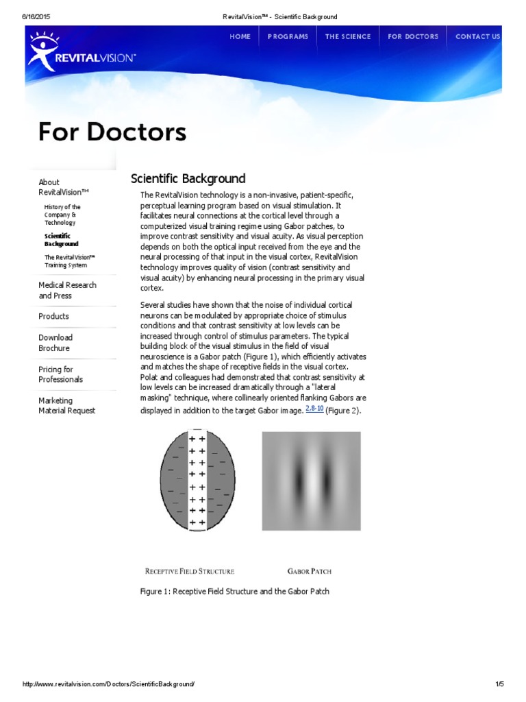 RevitalVision™ - Scientific Background | PDF | Visual System | Contrast ...