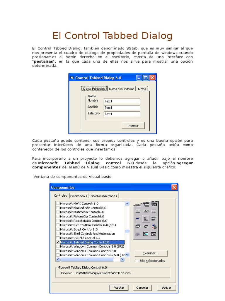 El Control Tabbed Dialog | PDF | Ventana (informática) | Básico