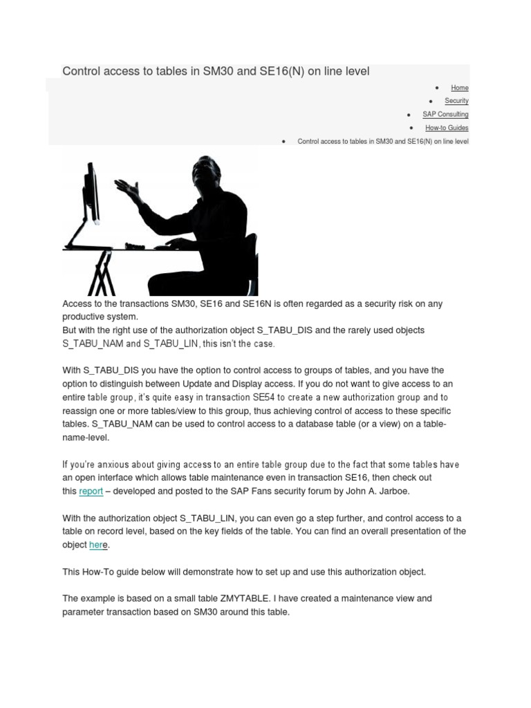 Controlling Access in SM30 and SE16N | PDF | Database Transaction ...