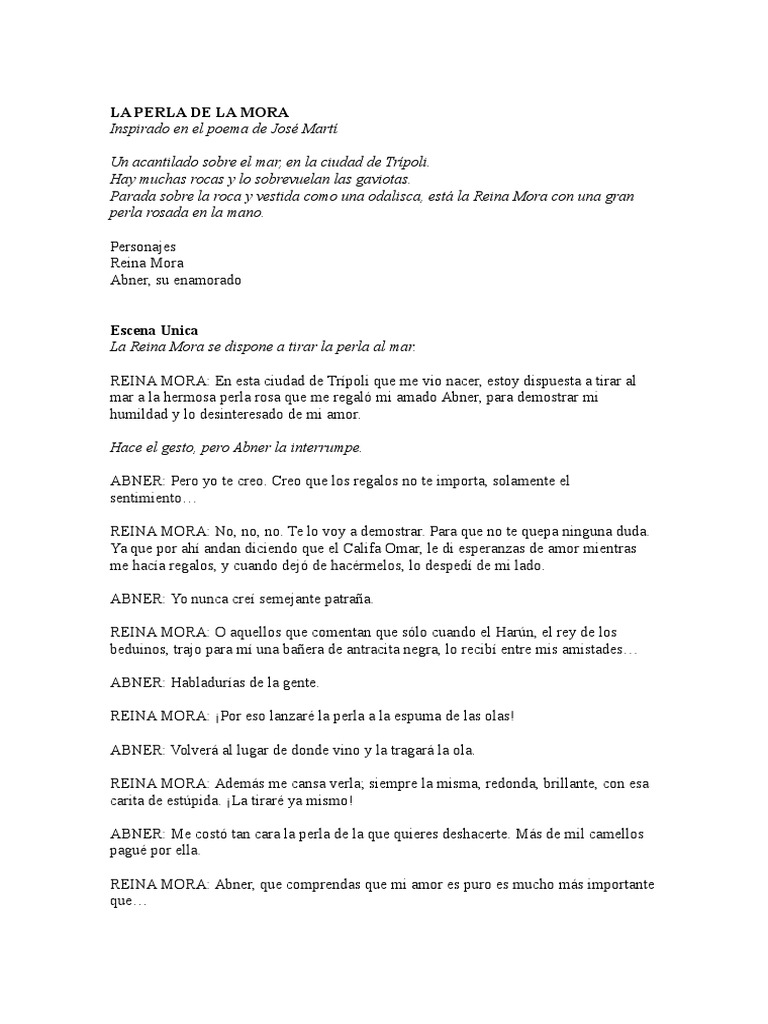 LA PERLA DE LA MORA. Obra de Teatro para Niños, Inspirada en El Poema ...