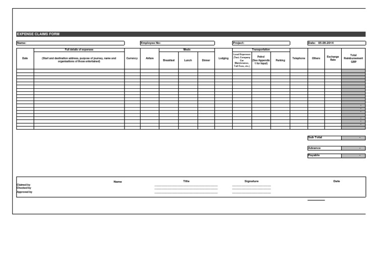 Expense Claims Submission Form | PDF