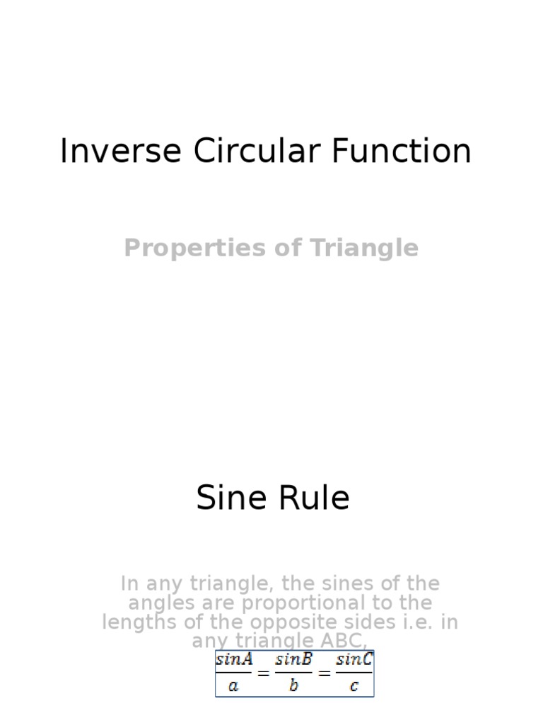Inverse Circular Function | PDF