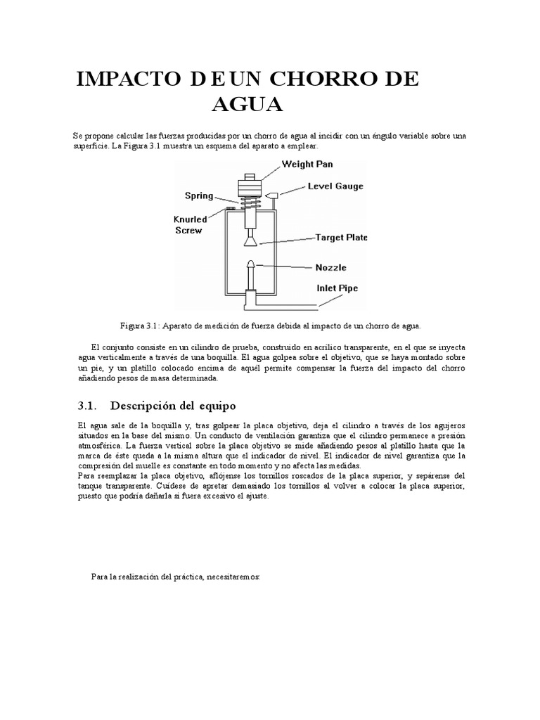 Fuerza de Impacto de un Chorro de Agua | PDF | Tanques | Agua