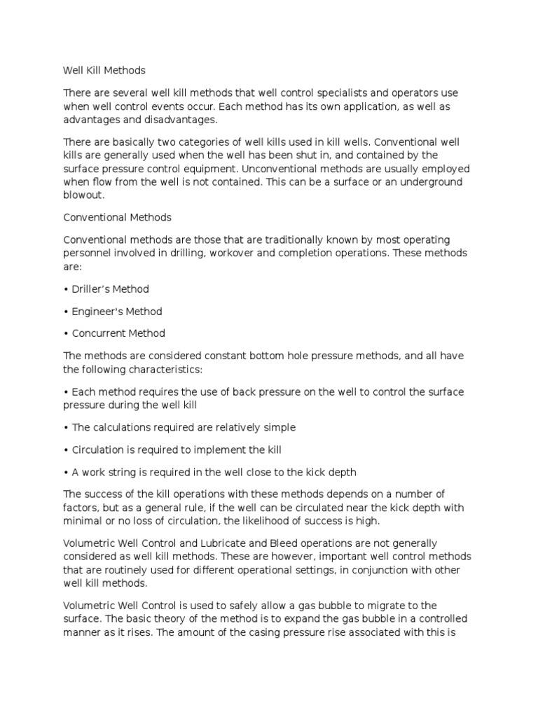 Well Kill Methods | Download Free PDF | Blowout (Well Drilling) | Pressure