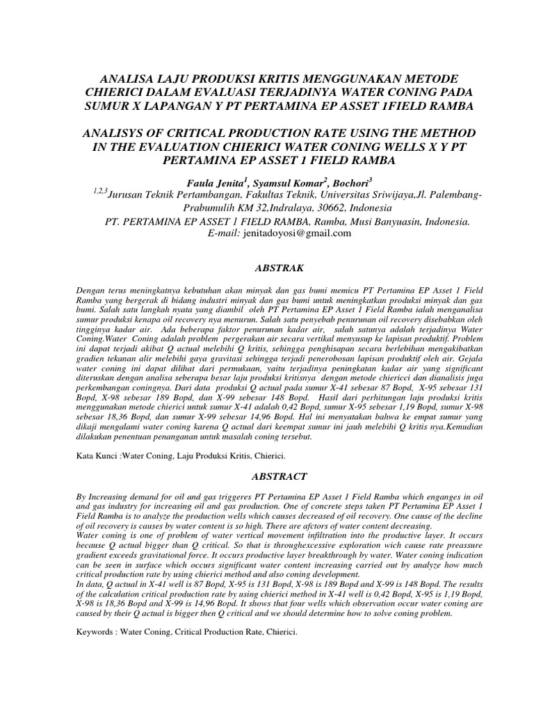 Water Coning | PDF | Teknologi & Rekayasa