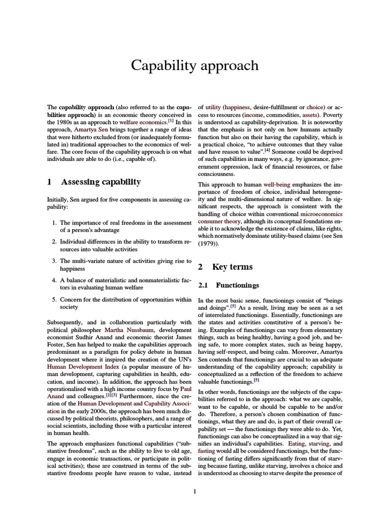 Capability Approach | PDF | Human Development Index | Economics