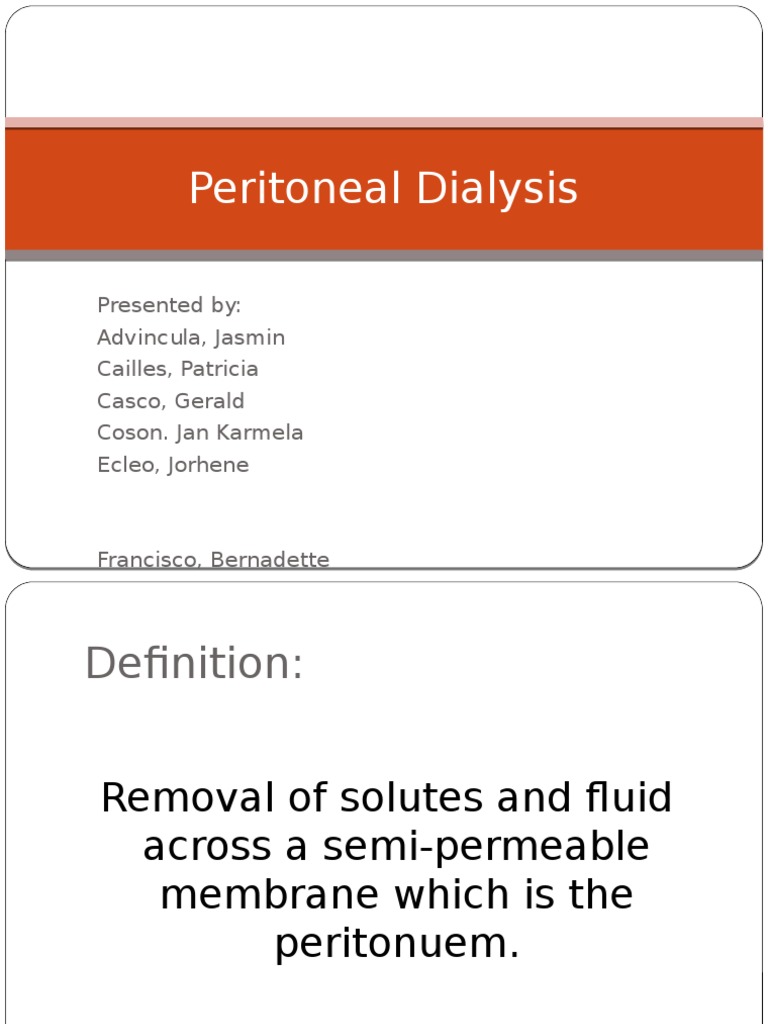 Peritoneal Dialysis | PDF | Dialysis | Diseases And Disorders