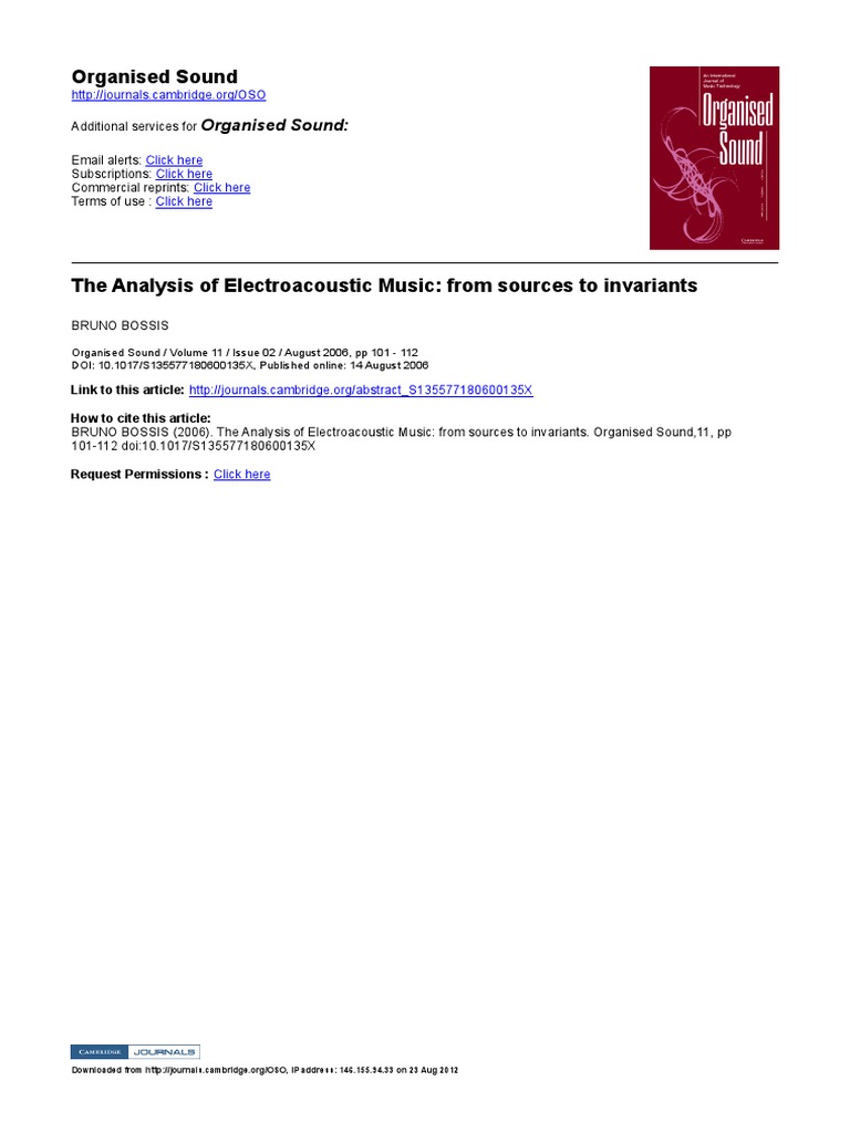 Analysis Electroacoustic Music | PDF | Musicology | Historiography