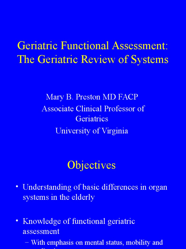 Geriatric Functional Assessment Guide | PDF | Dementia | Heart