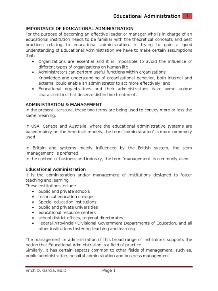 Educational Administration | PDF | Discipline (Academia) | Community