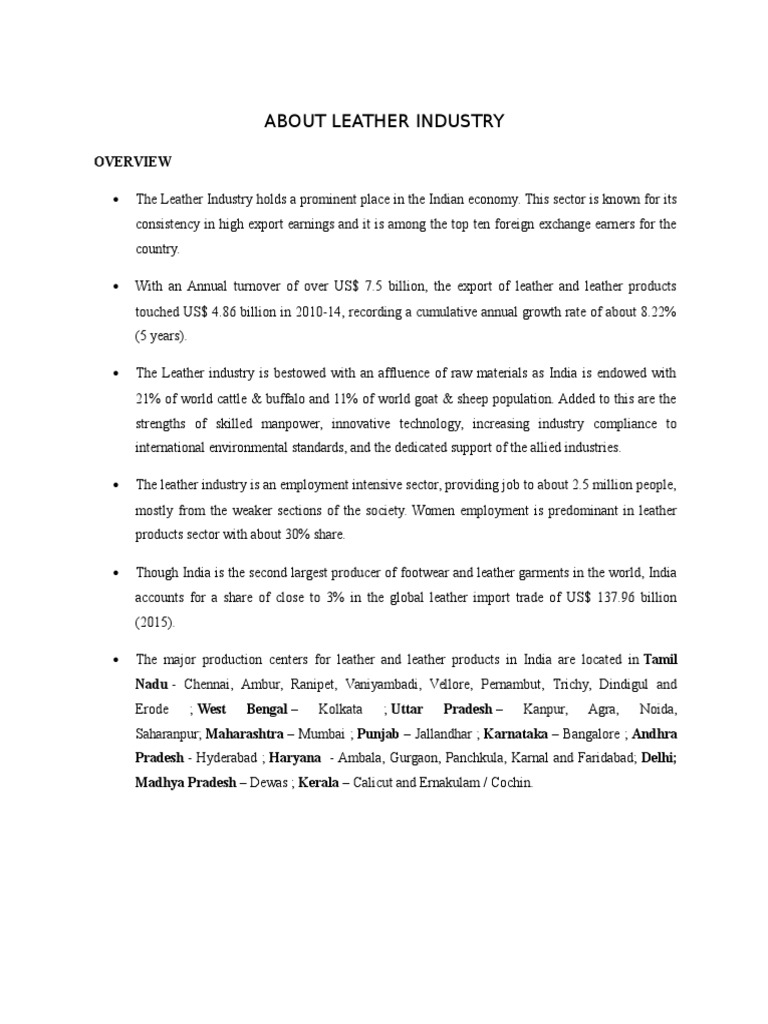 About Leather Industry | PDF | Leather | Tariff