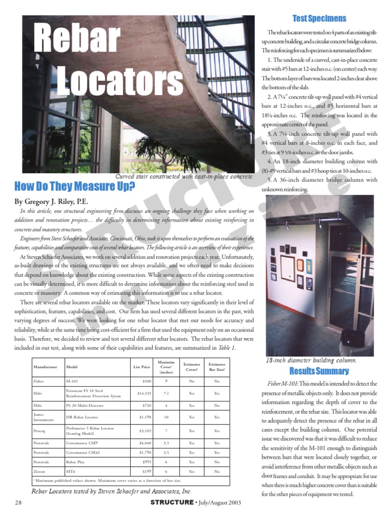 Rebar Locators | PDF | Calibration | Concrete
