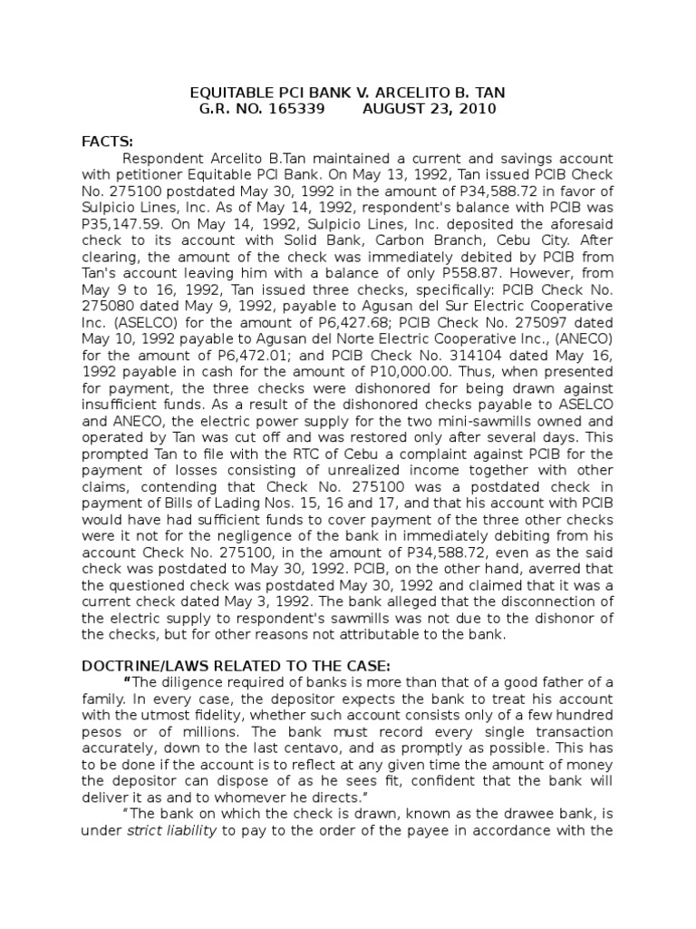Equitable PCI Bank V Tan - Santos - 8 | PDF | Cheque | Payments