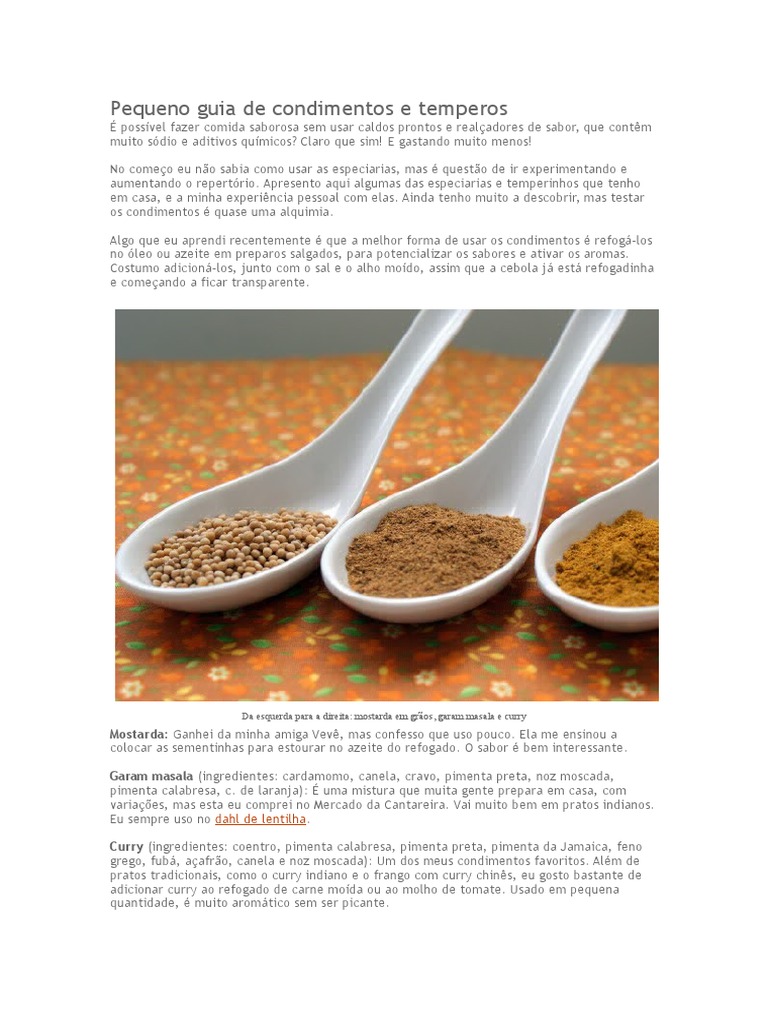 Guia Prático de Condimentos e Temperos | PDF | Tempero | Mostarda ...