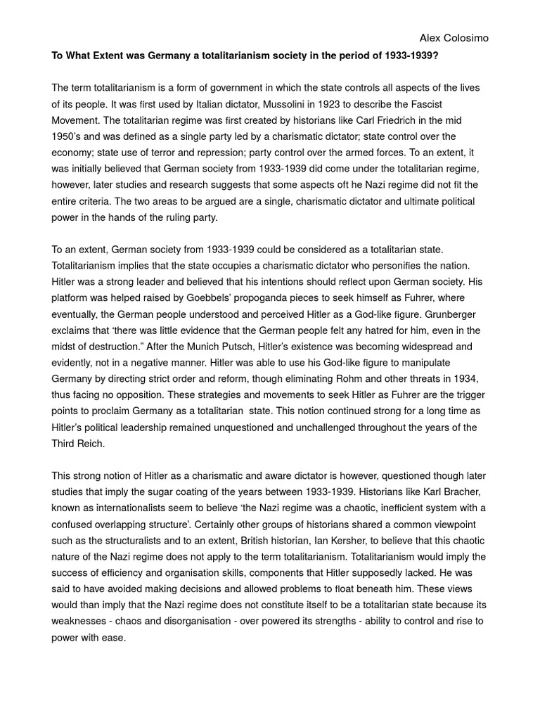To What Extent Was Germany A Totalitarian State 1933-39 | PDF ...