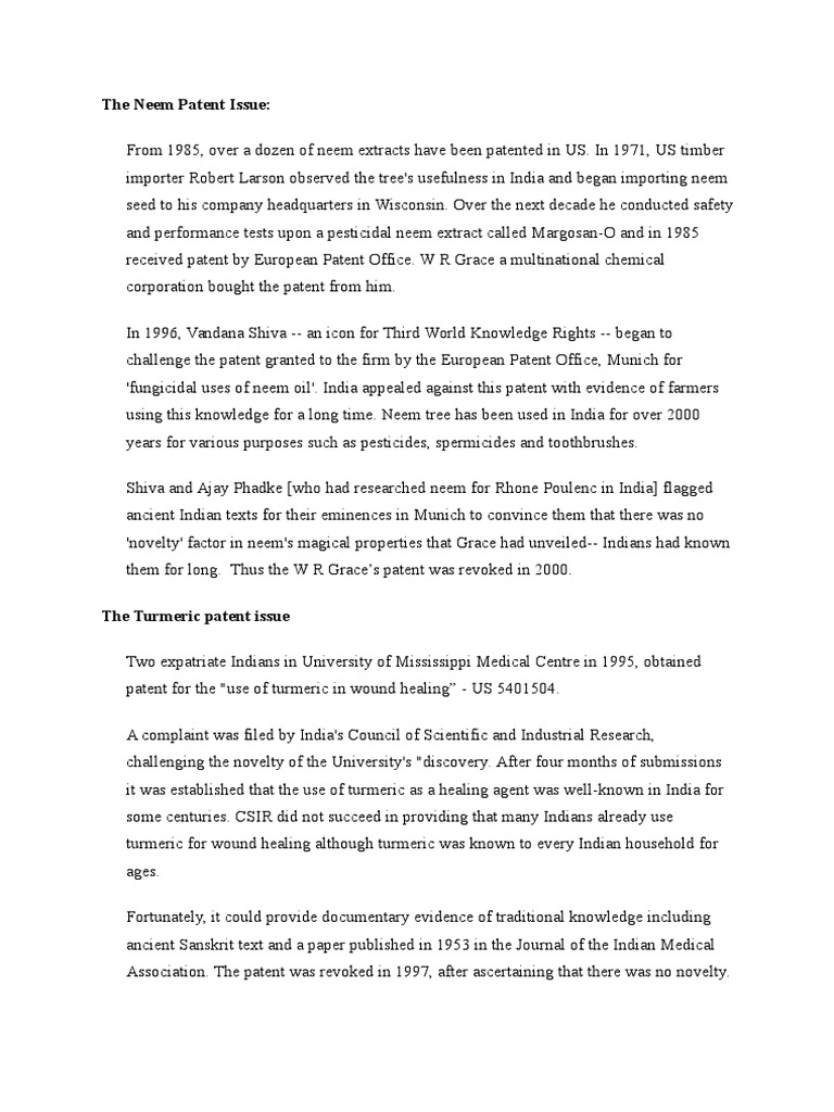 The Neem Patent Issue | PDF | Rice | Agriculture