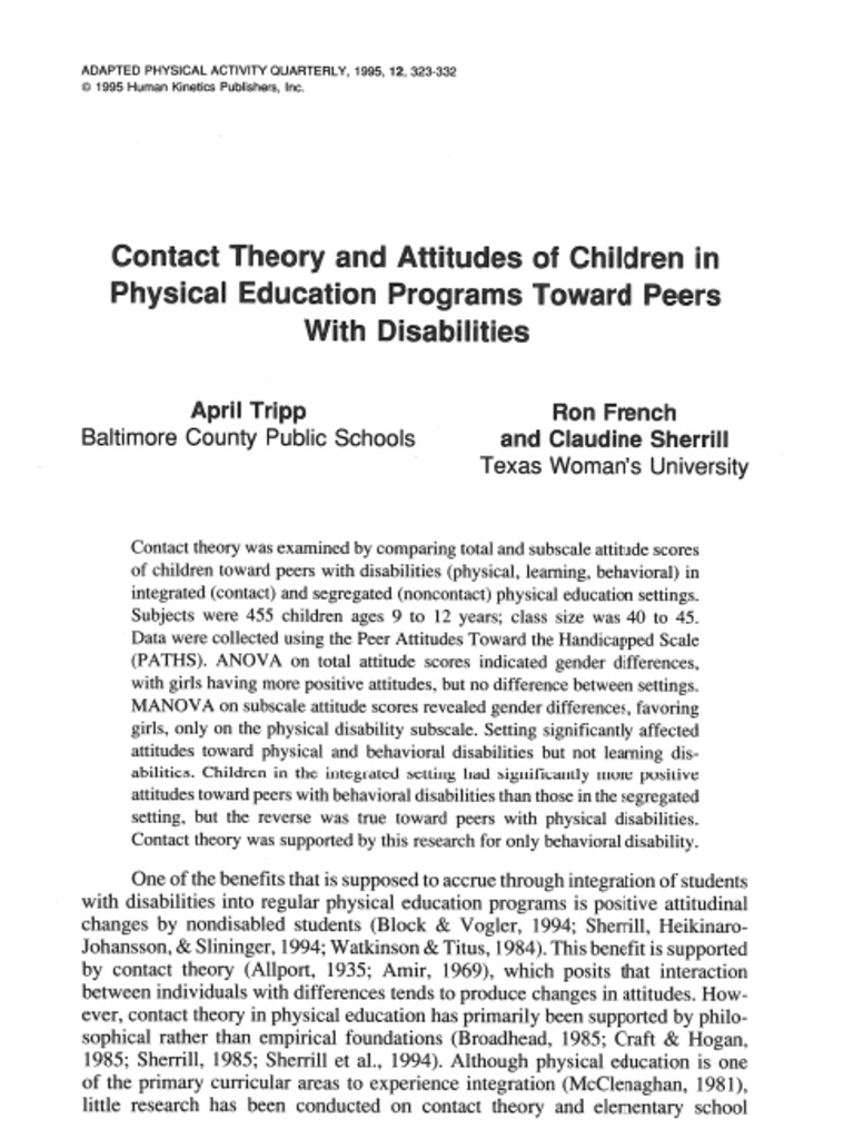 Contact Theory and Attitudes of Children in | PDF | Attitude ...