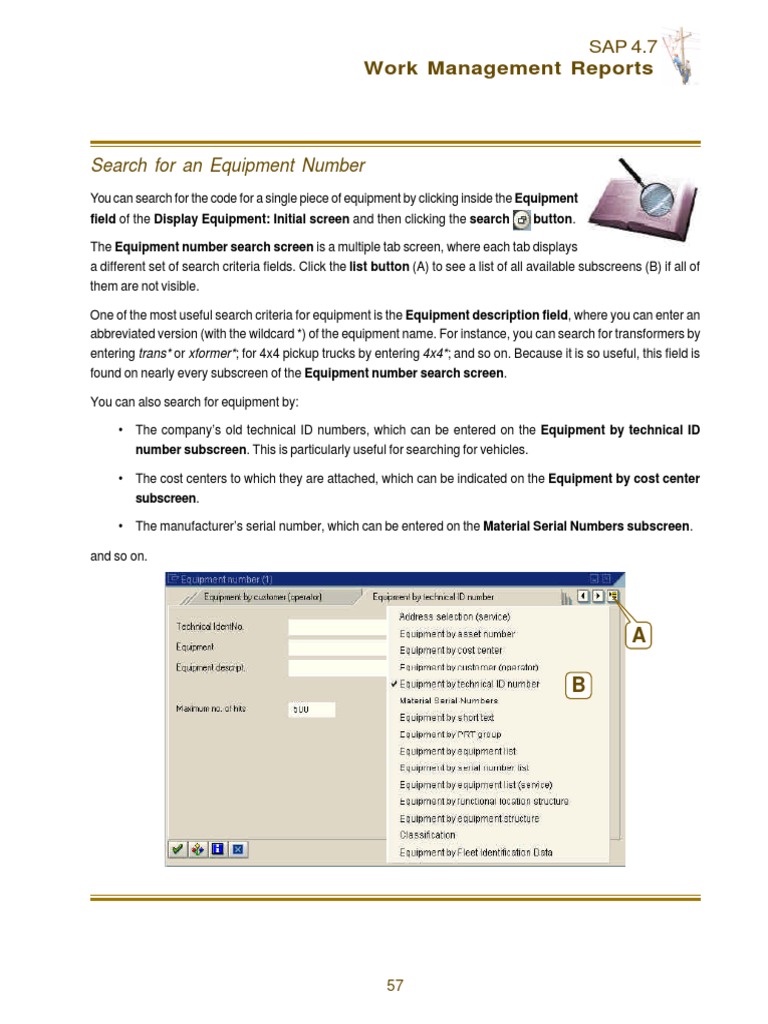 Search For An Equipment Number: Work Management Reports | PDF | Computers