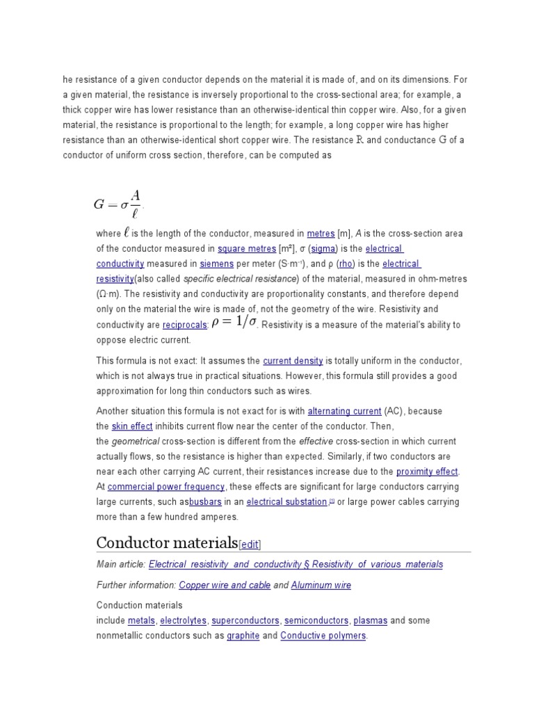 Conductor Pdf Electrical Conductor Electrical Resistivity And