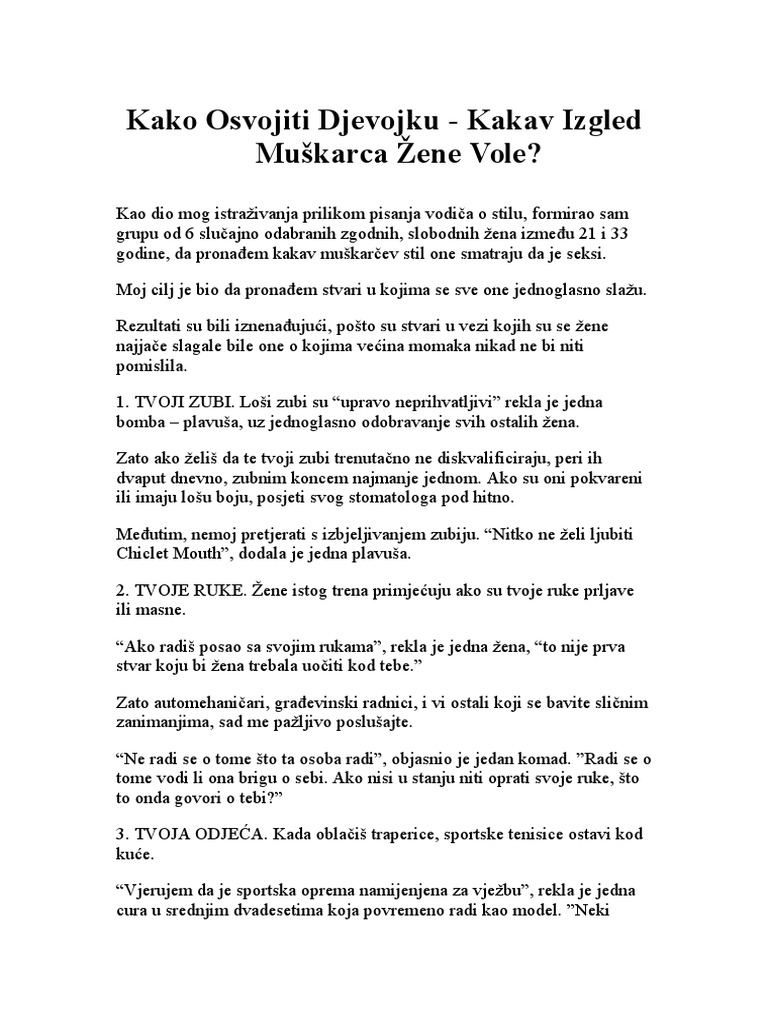 Kako Osvojiti Djevojku - Kakav Izgled Muškarca Žene Vole? | PDF