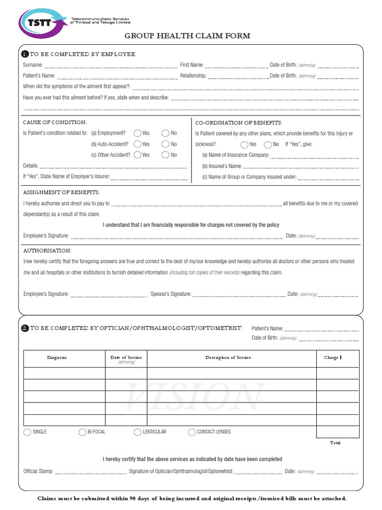 TSTT Claim Form PDF | PDF | Dentist | Surgery
