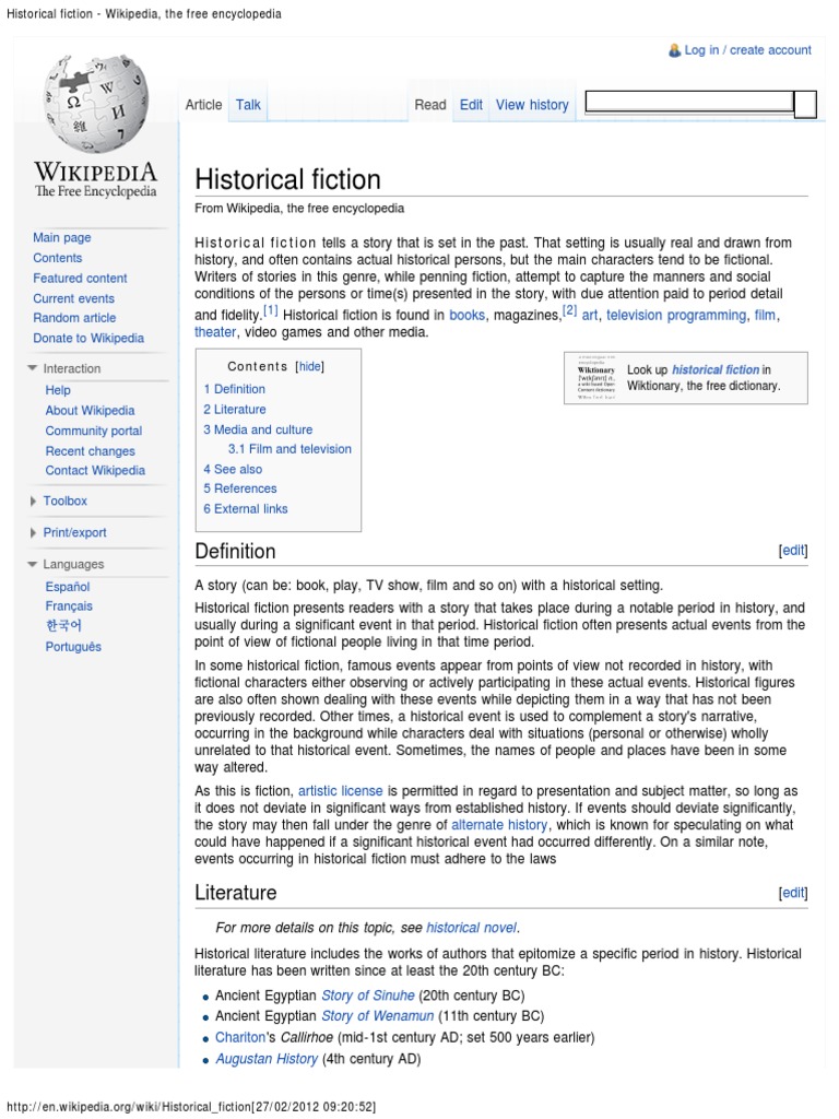 Historical Fiction - Wikipedia, The Free Encyclopedia | PDF ...
