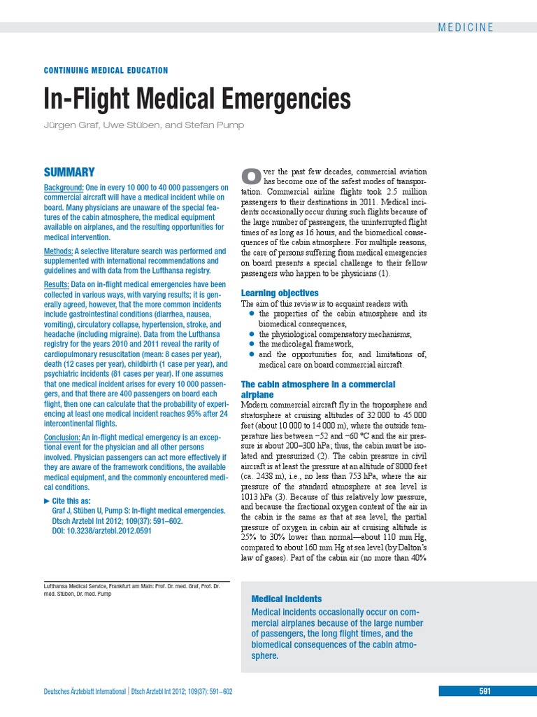In Flight Medical Emergencies | PDF | Thrombosis | Cardiopulmonary ...