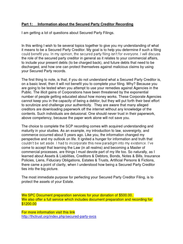 Why Secured Party | PDF | Security Interest | Debt