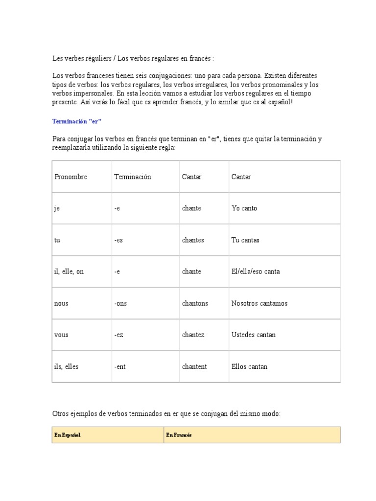 Los verbos regulares en francés: una introducción simple a la ...