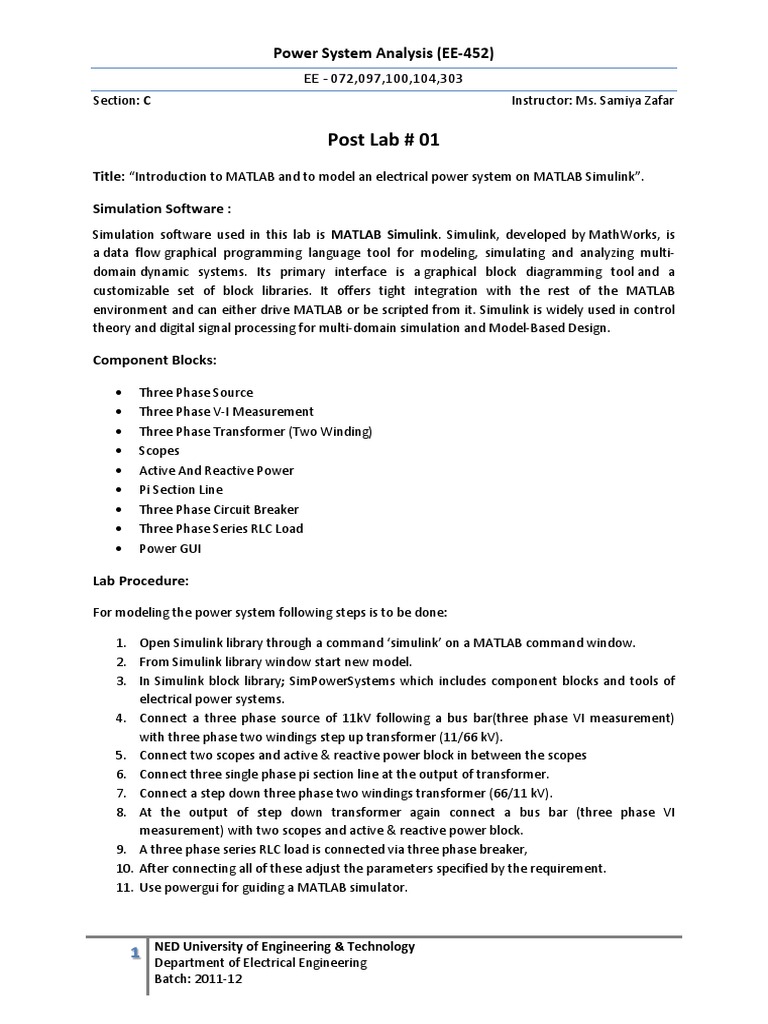 Modeling an Electrical Power System in MATLAB Simulink: An Introduction ...