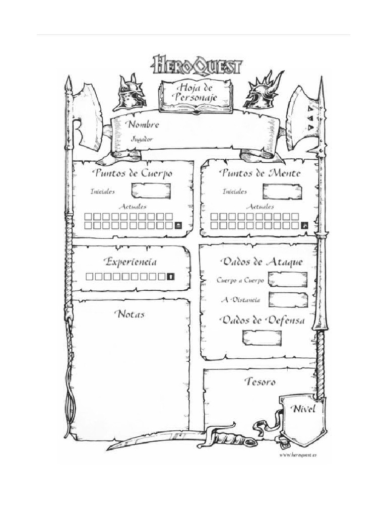 Hoja de Personaje Heroquest | PDF