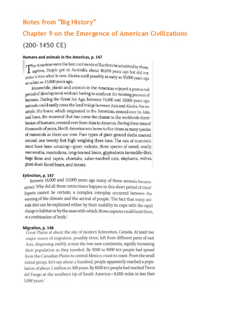 Notes On Big History, Chapter 9 | PDF | Aztec | Inca Empire
