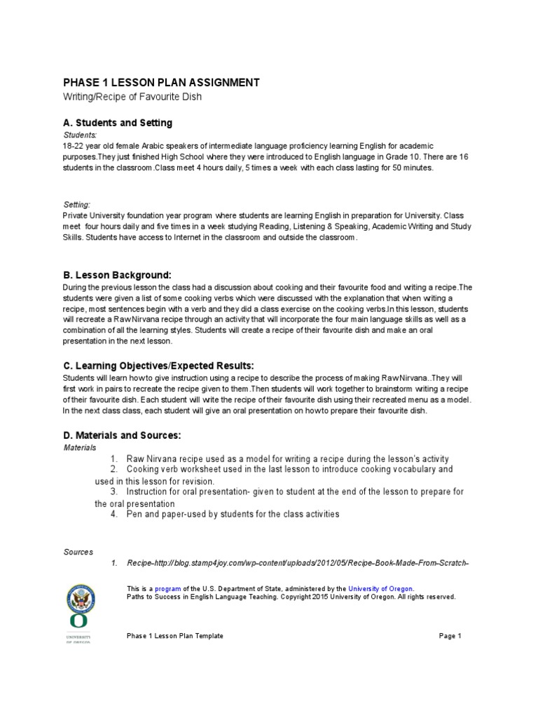 Phase 1 Lesson Plan Assignment | PDF