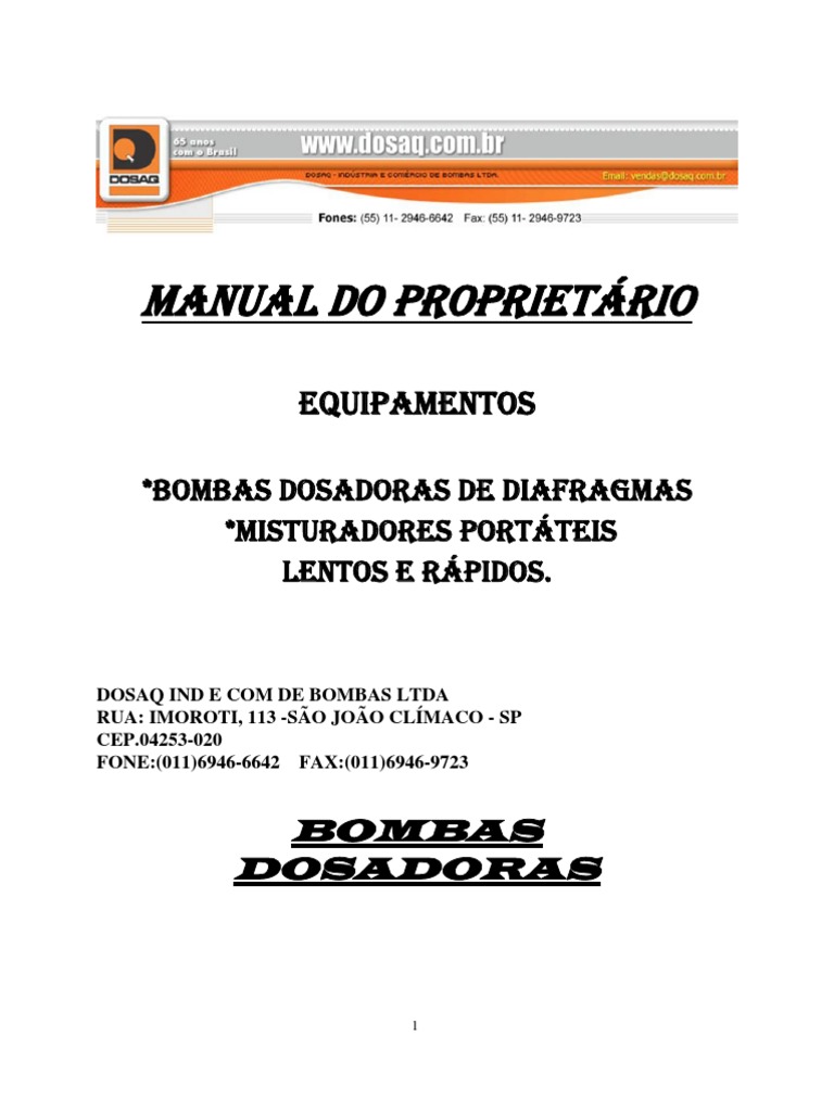 MANUAL - COMPLETO Bomba Dosadora PDF | PDF