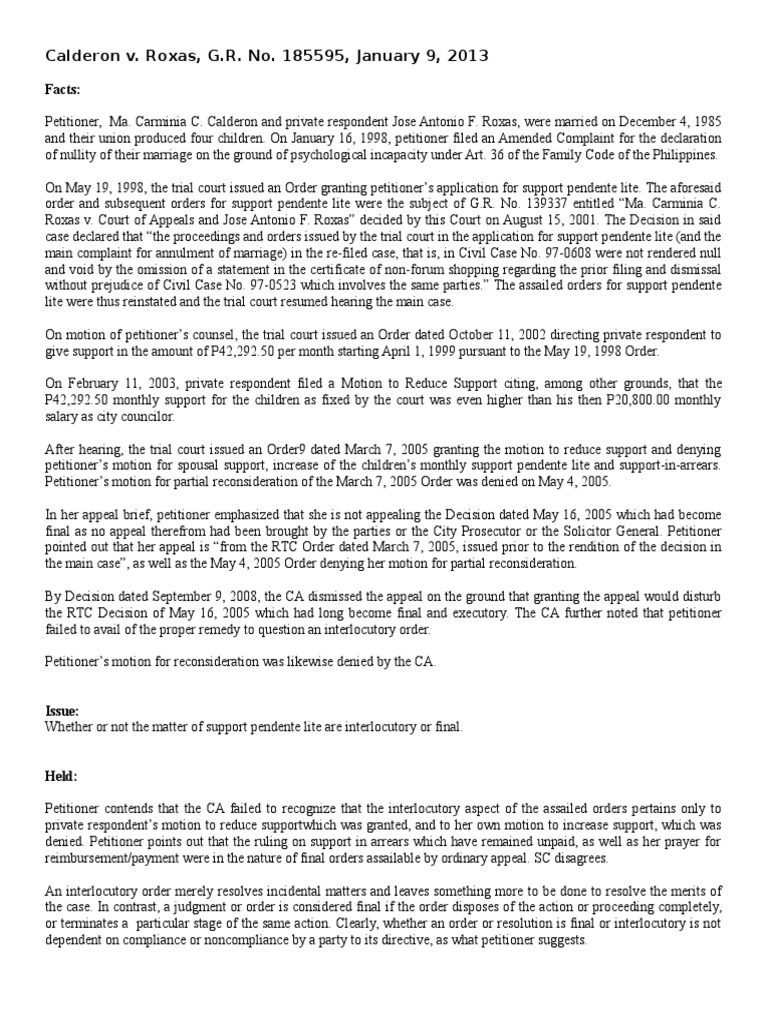 Calderon v. Roxas, G.R. No. 185595, January 9, 2013 | PDF | Lawsuit ...