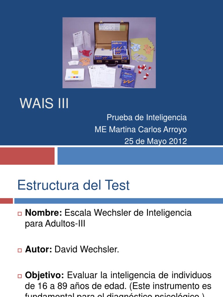 Ficha Tecnica WAIS III | Escala de inteligencia para adultos de ...