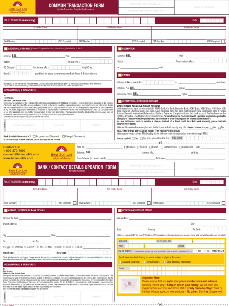 Common Transaction For SIP | PDF | Cheque | Banking