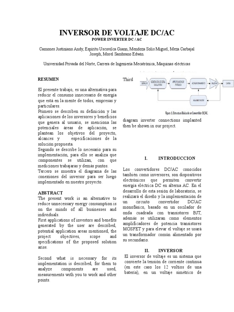 Paper Final Inversor Dc-Ac | PDF | Inversor de energia | Corriente alterna