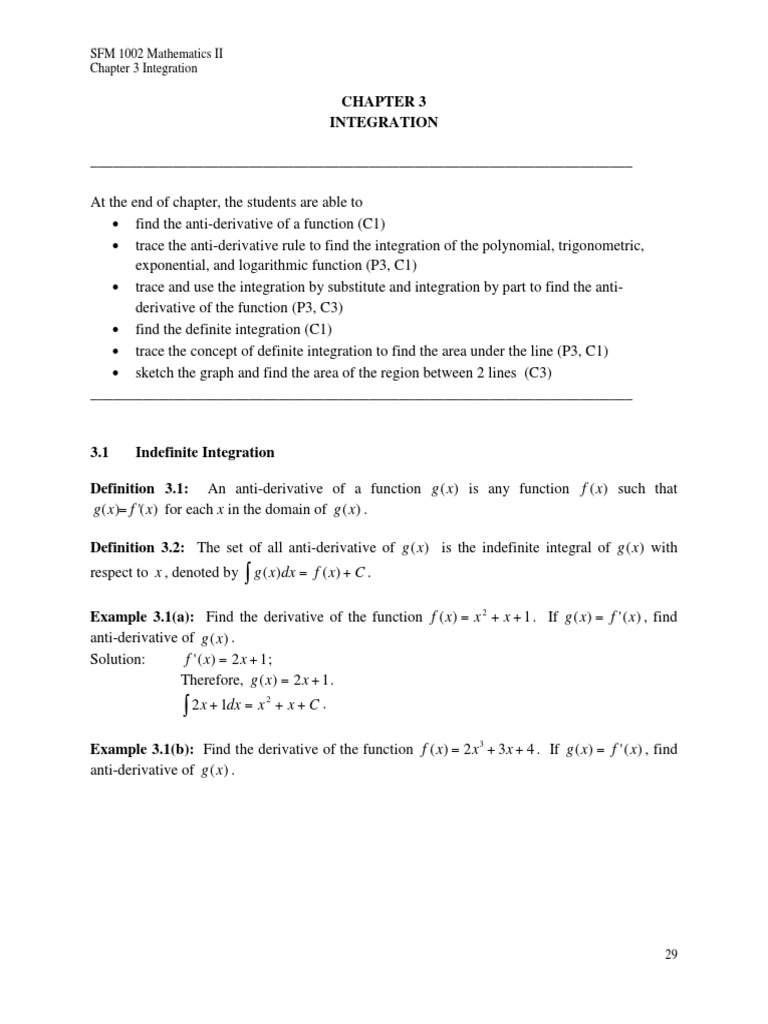 Chapter 3 - Integration | PDF | Integral | Algebra