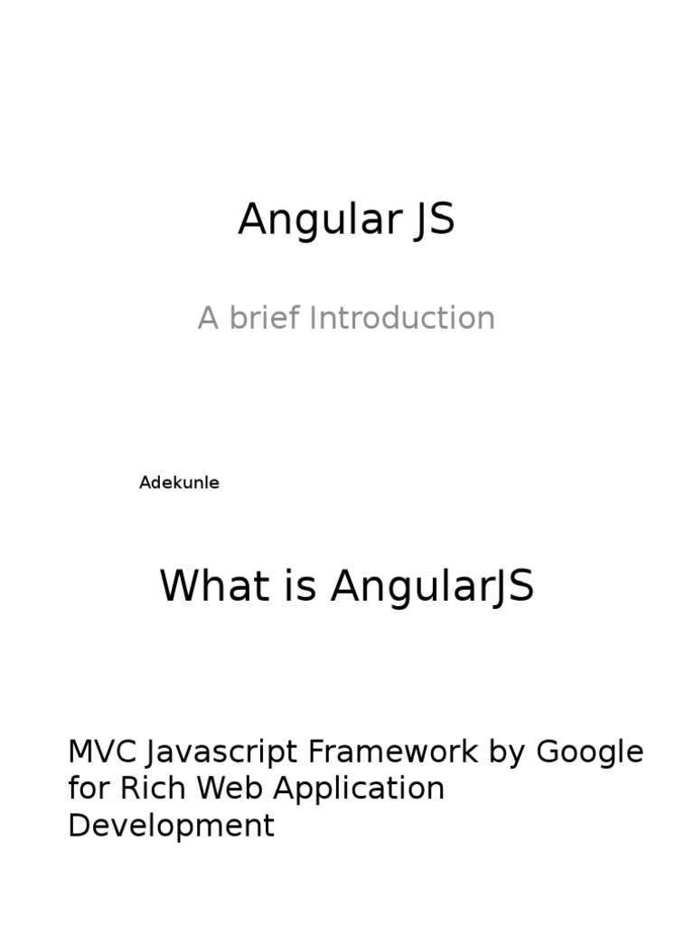 Angular JS: A Brief Introduction | PDF | Angular Js | Hypertext