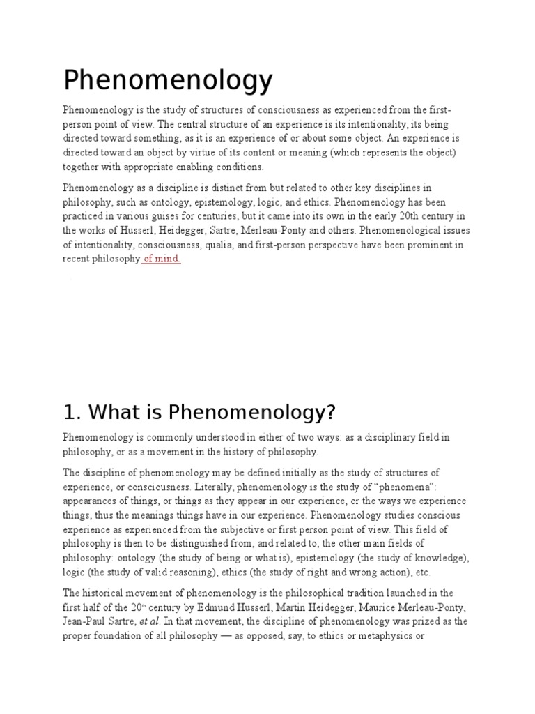 What Is Phenomenology? | Download Free PDF | Phenomenology (Philosophy ...