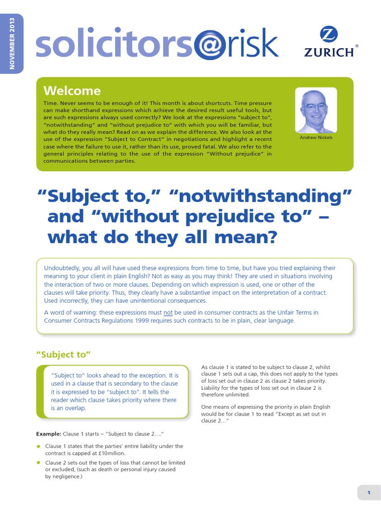 Subject to,” “notwithstanding” and “without prejudice to” – what do ...