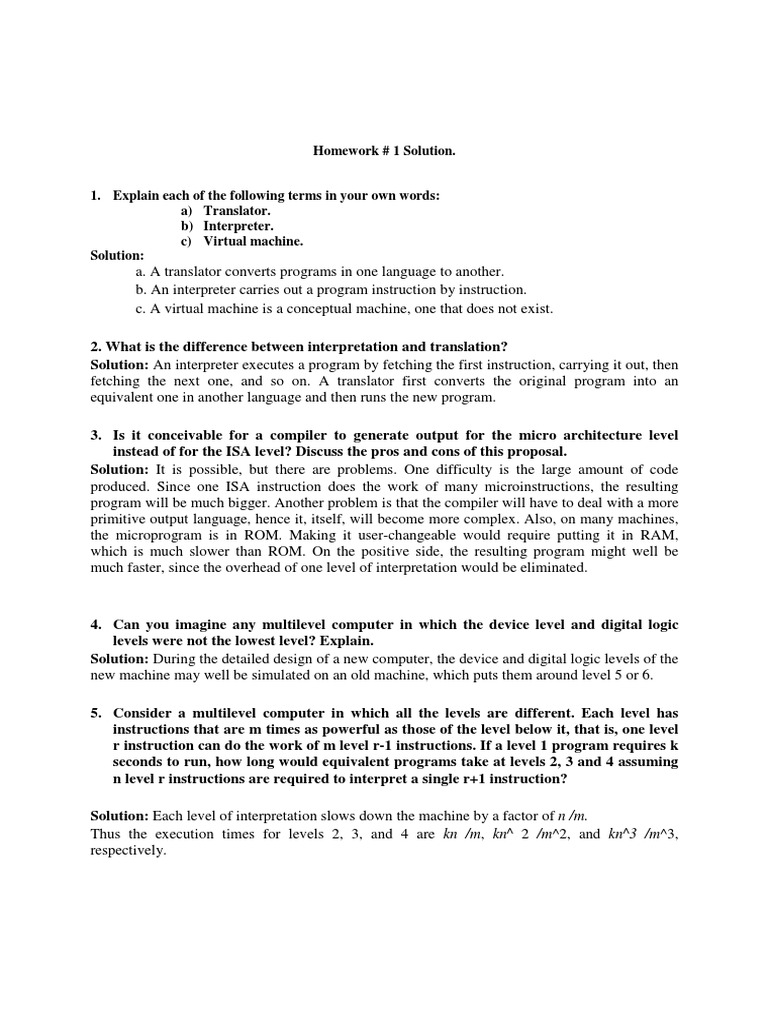Homework solutions for computer architecture terms | PDF | Instruction ...