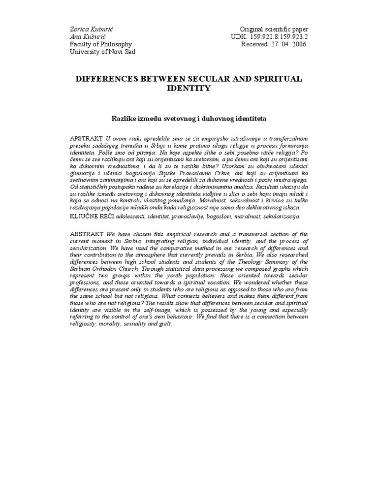 Secular Vs Spiritual | PDF | Id | Spirituality