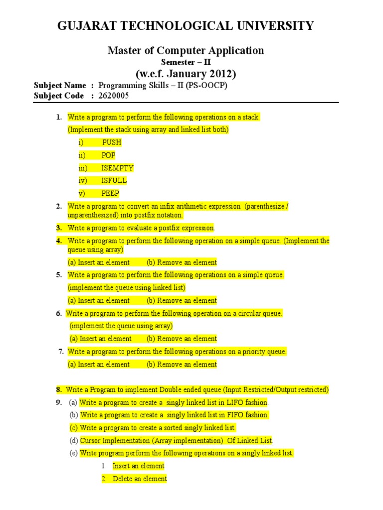 Programming Skills II Assignments | PDF | Queue (Abstract Data Type ...