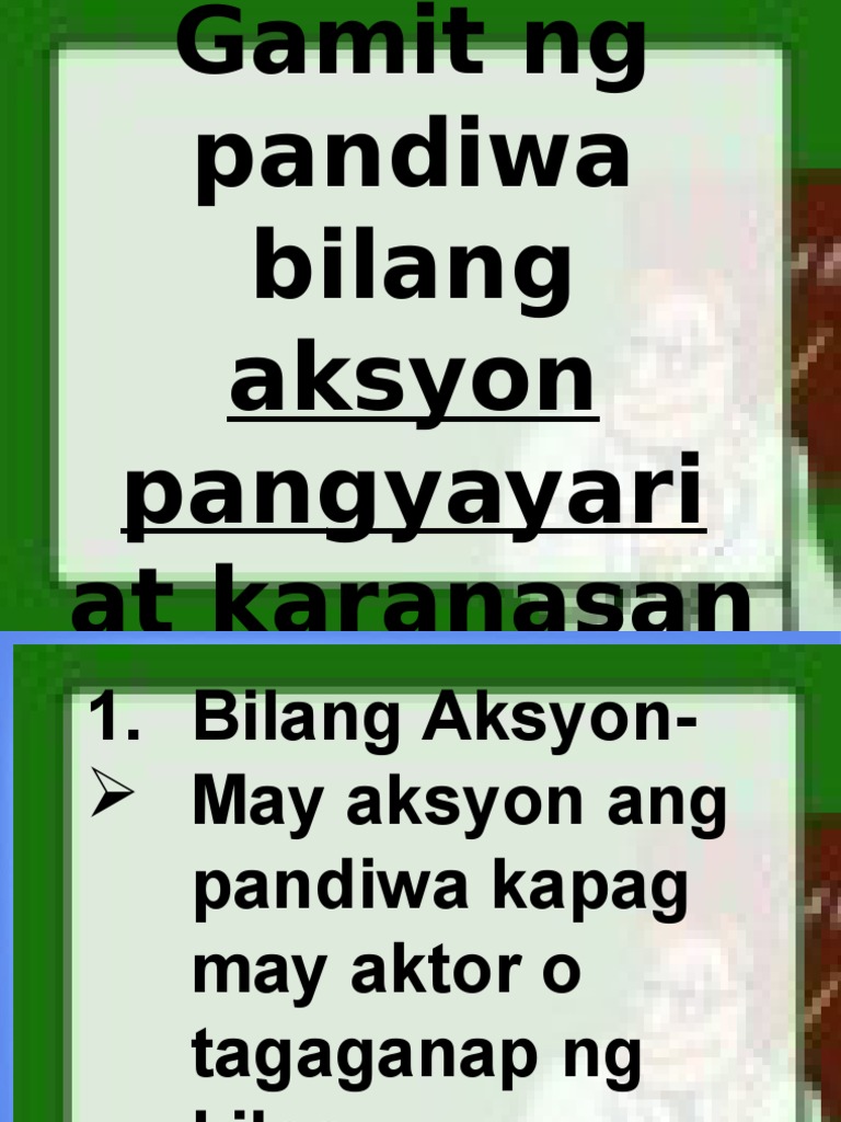 Gamit Ng Pandiwa Bilang Aksyon Pangyayari at Karanasan Gamit Ng Pandiwa Bilang Aksyon Pangyayari at Karanasan