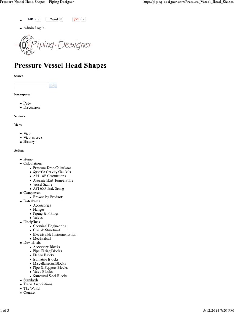 Pressure Vessel Head Shapes - Piping Designer | PDF | Pipe (Fluid ...