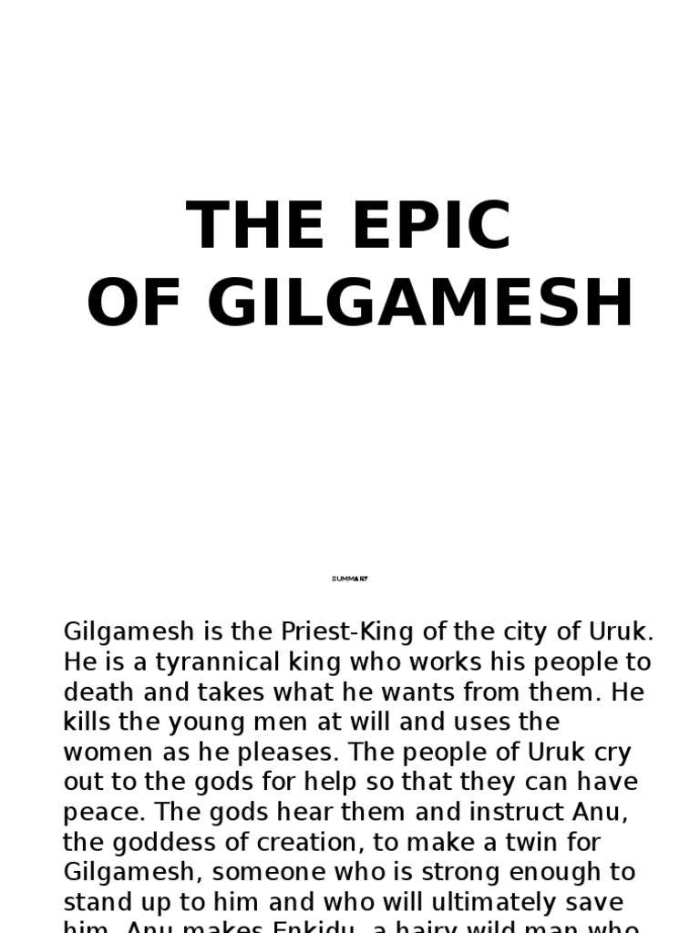 Summary of the Epic of Gilgamesh | PDF | Epic Of Gilgamesh ...