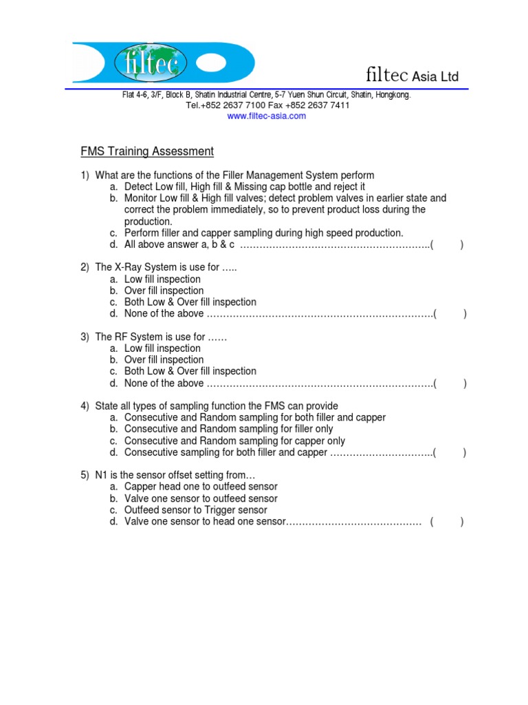 Filtec: FMS Training Assessment | PDF