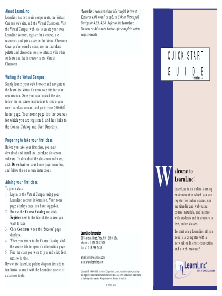 Quickstart G U I D E: About Learnlinc | PDF | World Wide Web | Internet ...